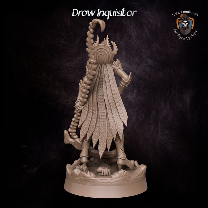 3D Printable Drow Inquisitor by Lubart Miniatures